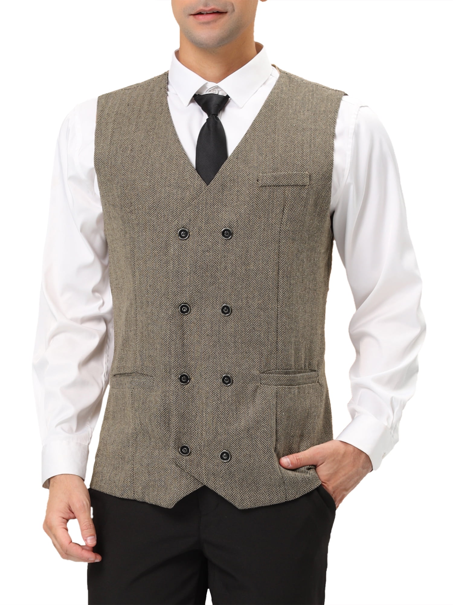 Lars Amadeus Men's Dress Vest Double Breasted Slim Fit Prom Sleeveless ...