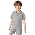 Bobifish Big Boys Polo Set Soft Ribbed Half Zip Short Sleeve Shirt And ...