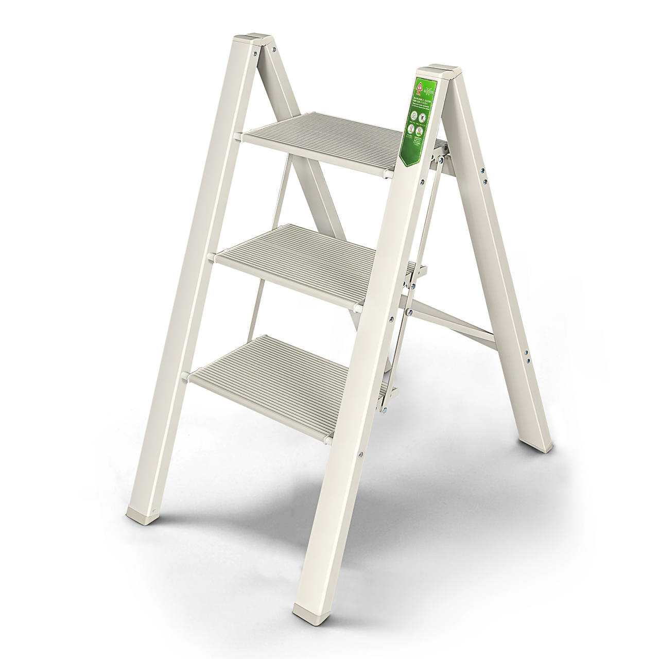 Foldable 3-Step Ladder, Heavy Duty Aluminum Alloy Frame Folding Ladders ...