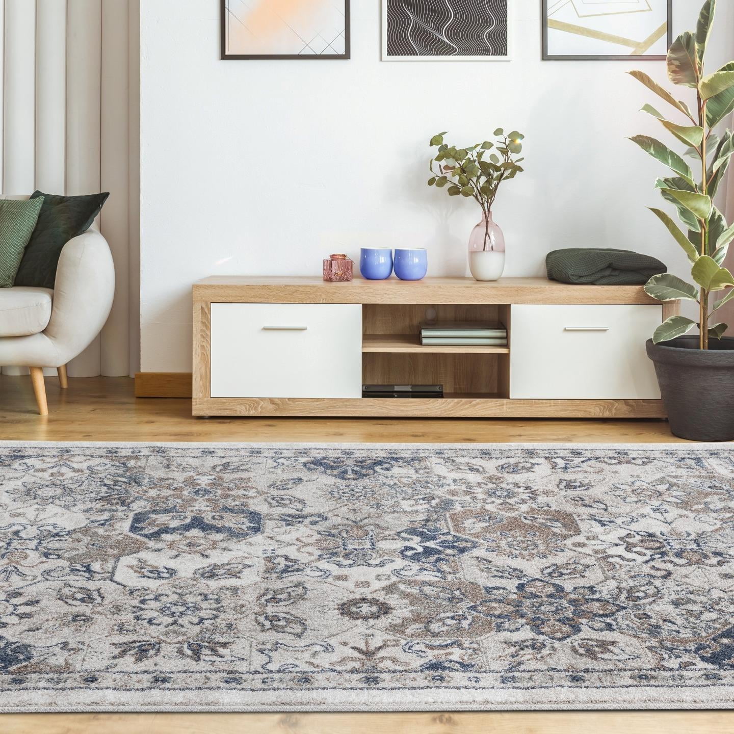 Luxe Weavers Oriental Ivory 5x7 Area Rug Off-White Floral Carpet ...