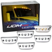 5pc Clear Lens Chrome Finish Super Bright Amber Full LED Front Cab Roof ...