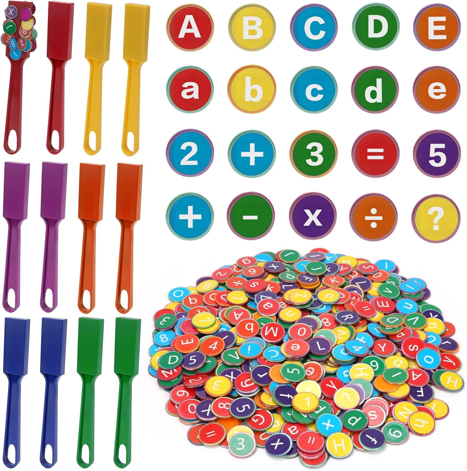 624 Pcs Alphabets Numbers Chips and 12 Pcs Magnetic Wands - Toddler ...