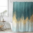 Abstract Teal Light Blue Color Block Shower Curtain Set, Waterproof ...
