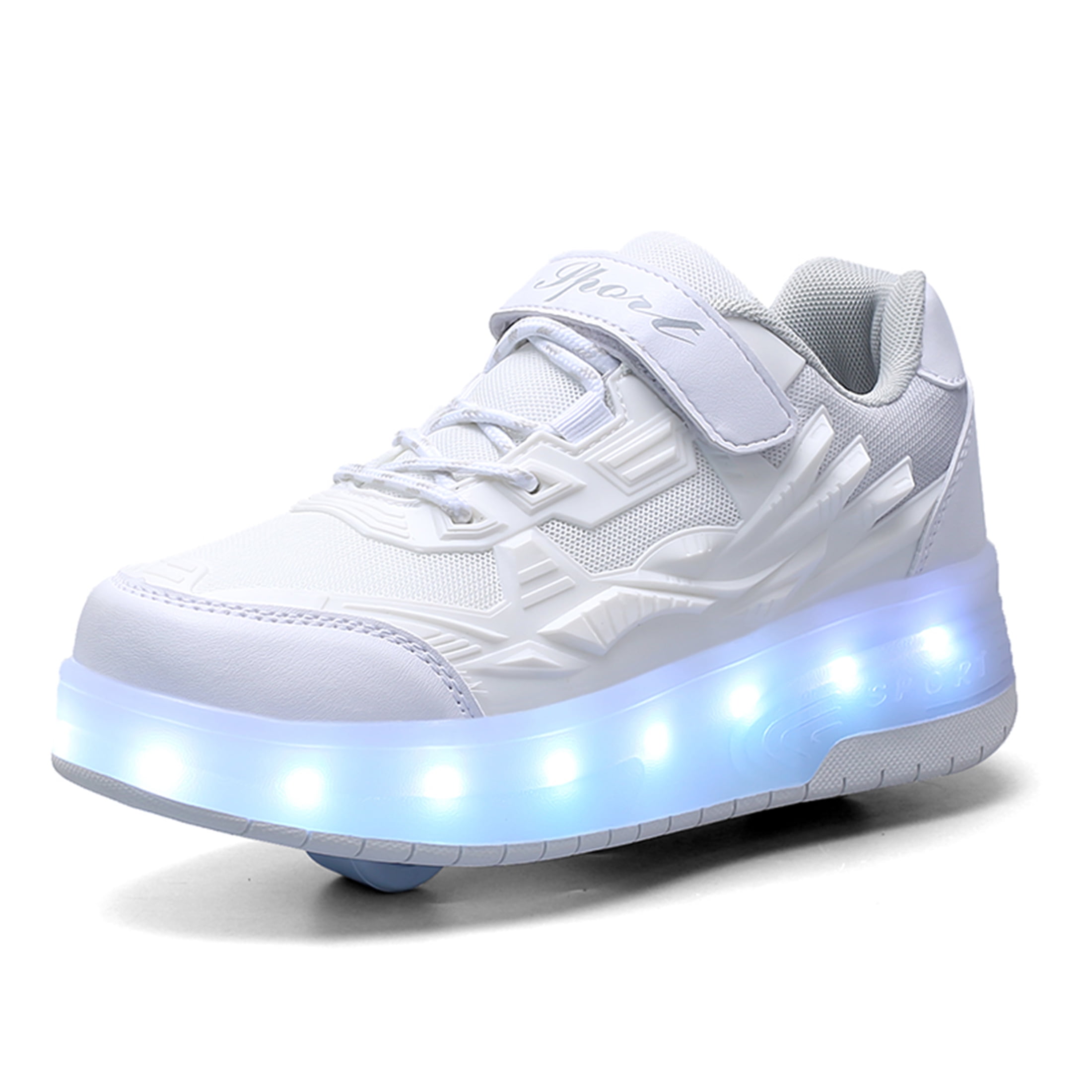 KOFUBOKE Child Teen Roller Skates Double Wheel Shoes Light Up LED shoe ...