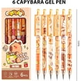 Cute Pens and Highlighters Set 6Pcs Cute Capybara Pen 0.5mm Black Ink ...