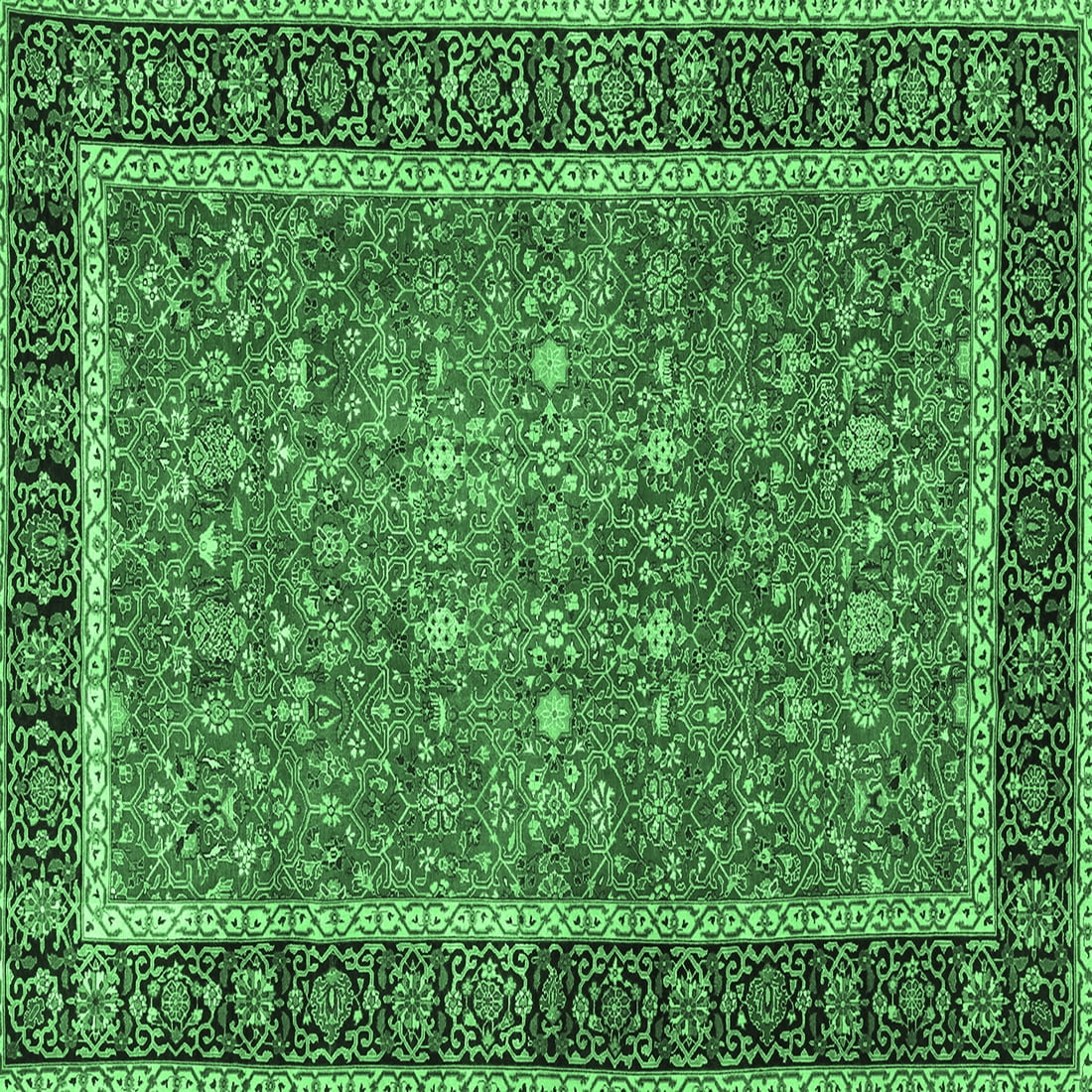 Ahgly Company Indoor Square Persian Emerald Green Traditional Area Rugs ...