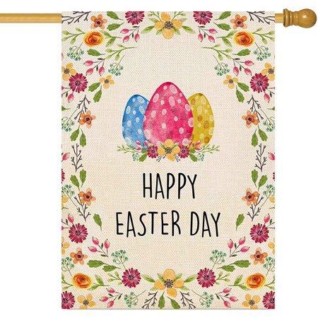 Easter House Flags 28x40 Double Sided Burlap,Spring Large House Flag ...