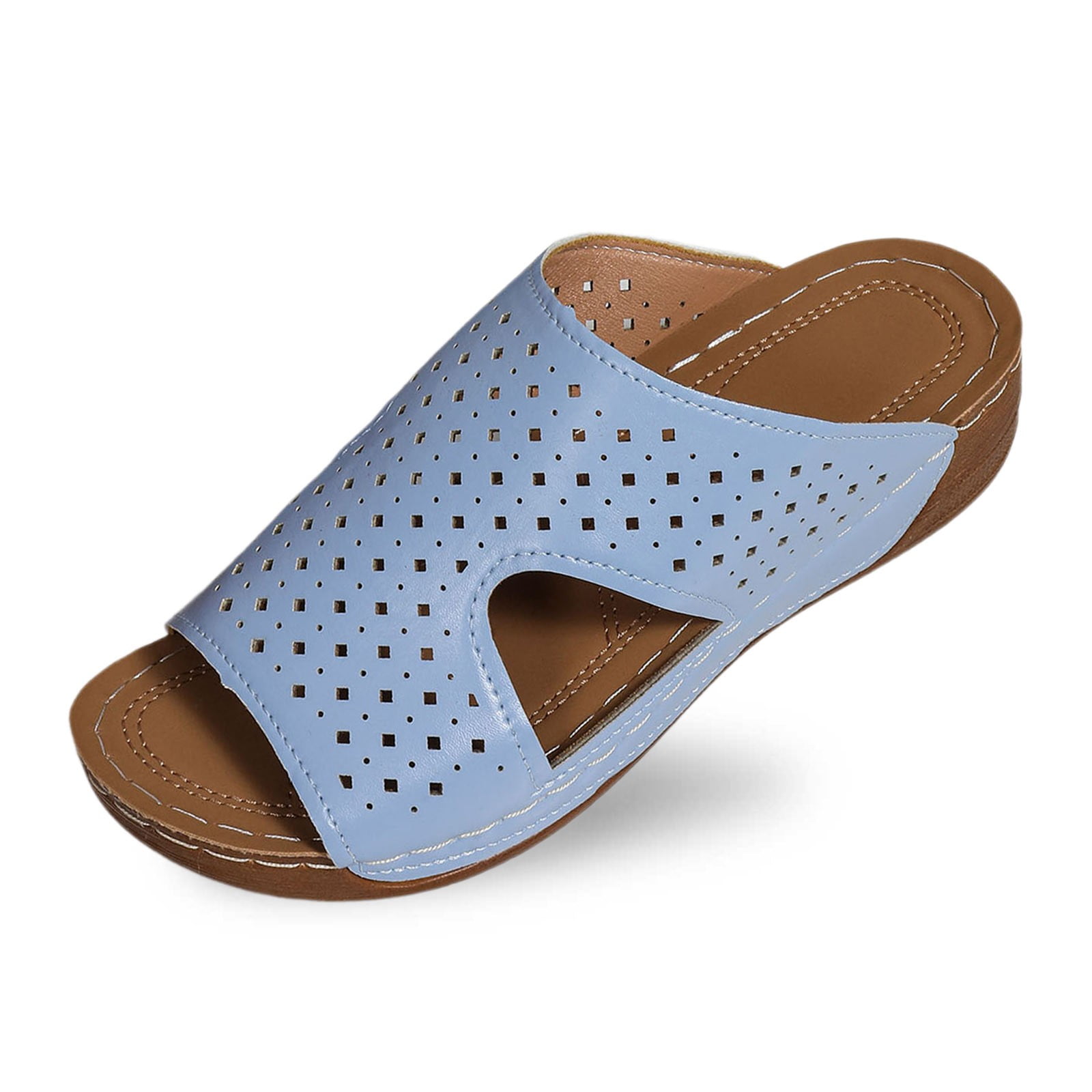 Ediodpoh Women's Summer Fashion Solid Hollow Leather Slippers ...