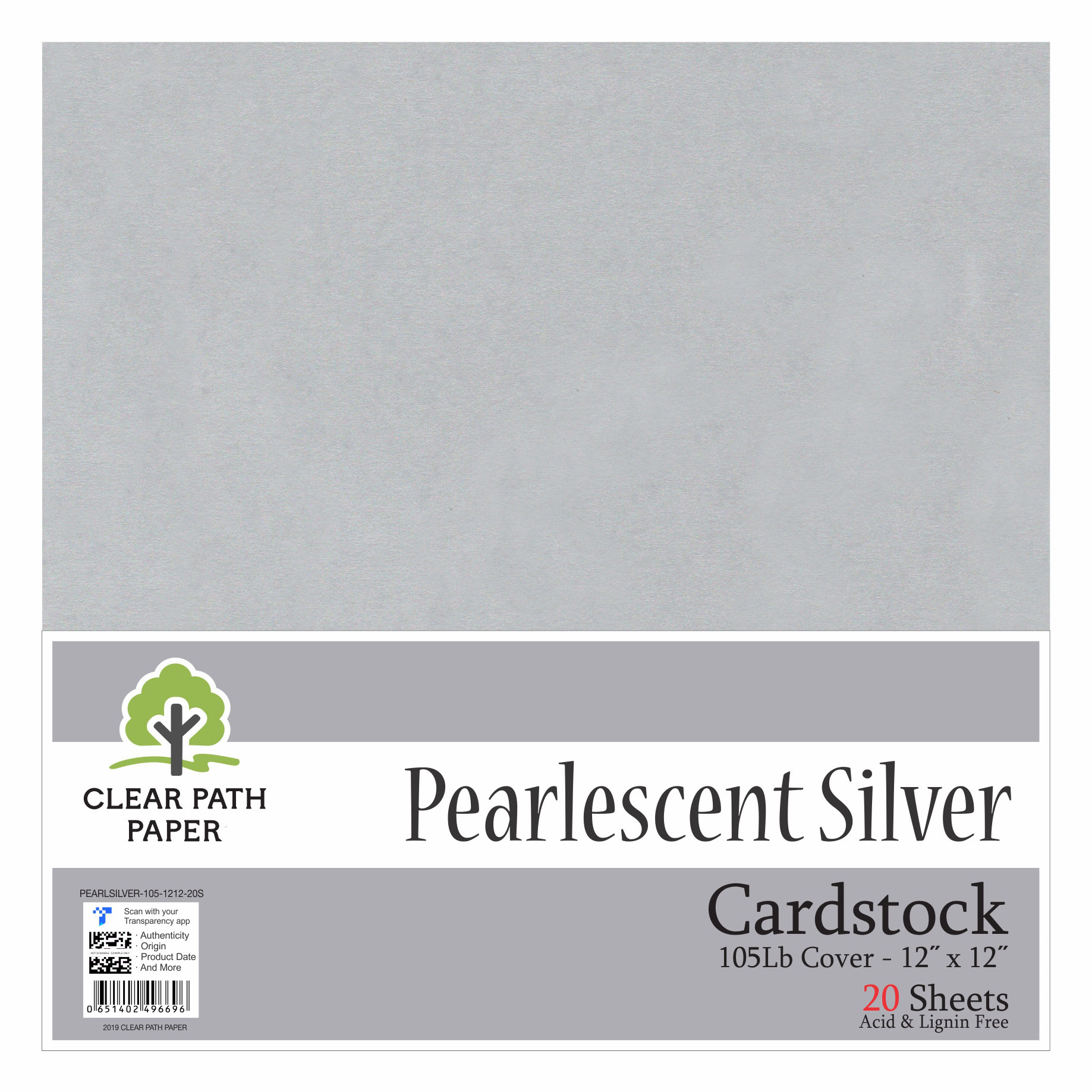 Pearlescent Silver Cardstock - 12 x 12 inch - 105Lb Cover - 20 Sheets ...