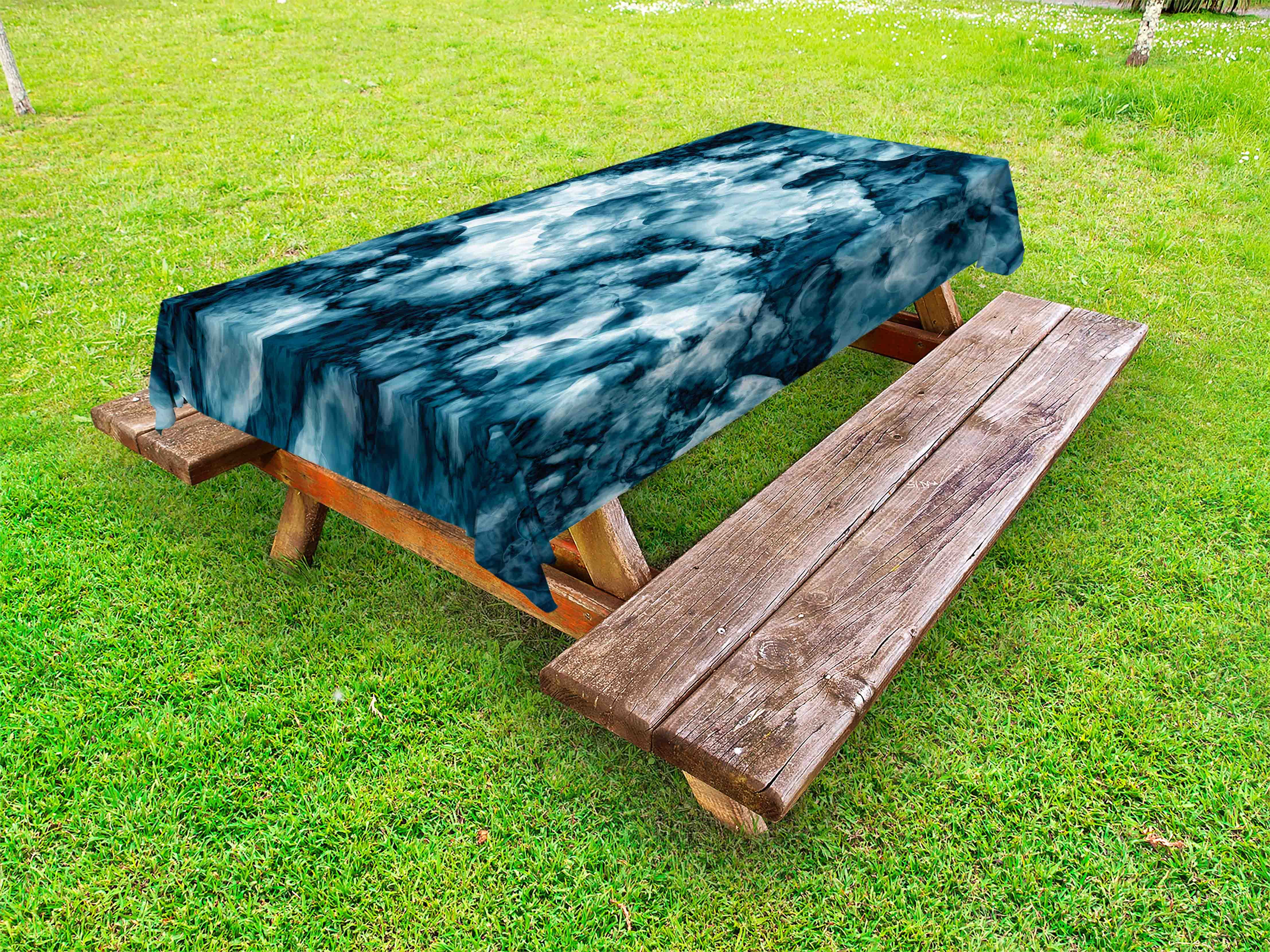 Marble Outdoor Tablecloth, Antique Marble Stone with Blurry Distressed ...