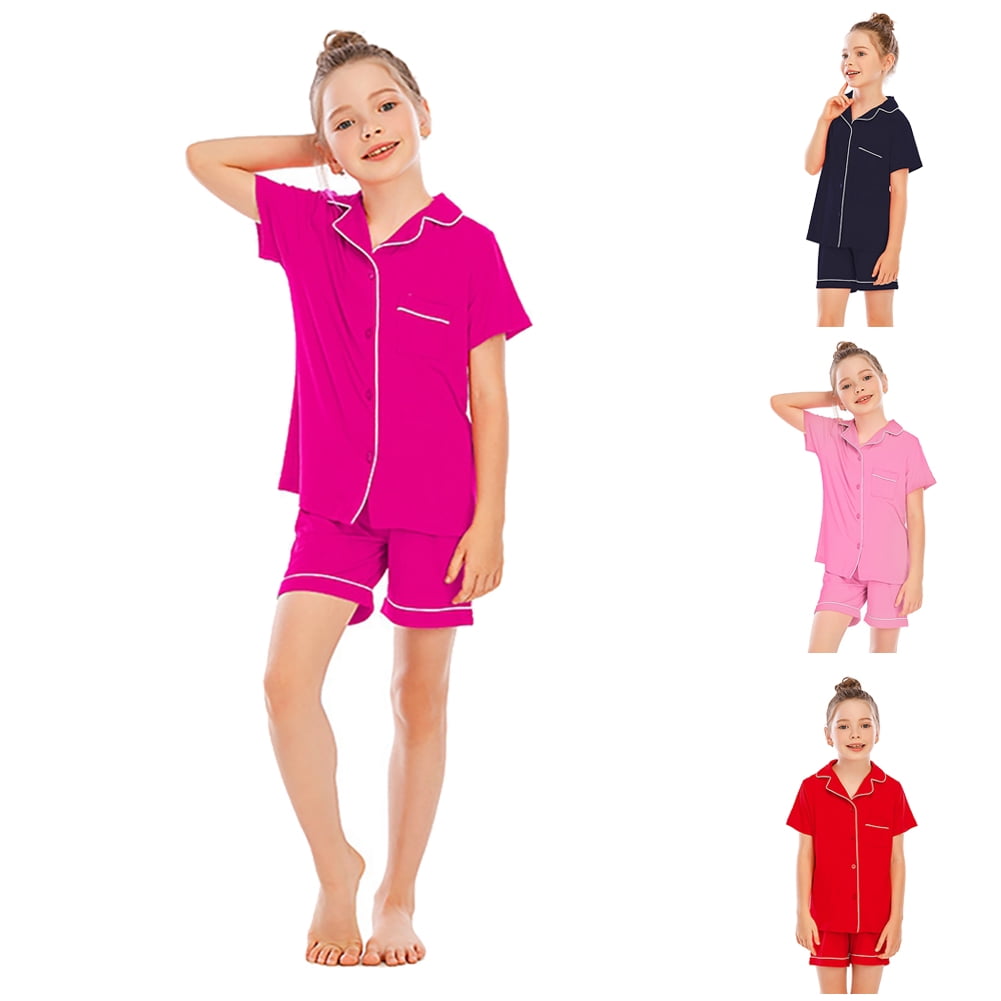 SILVERCELL Kids Girl Pajama Set Short Sleeve Pjs 2 Piece Sleepwear ...
