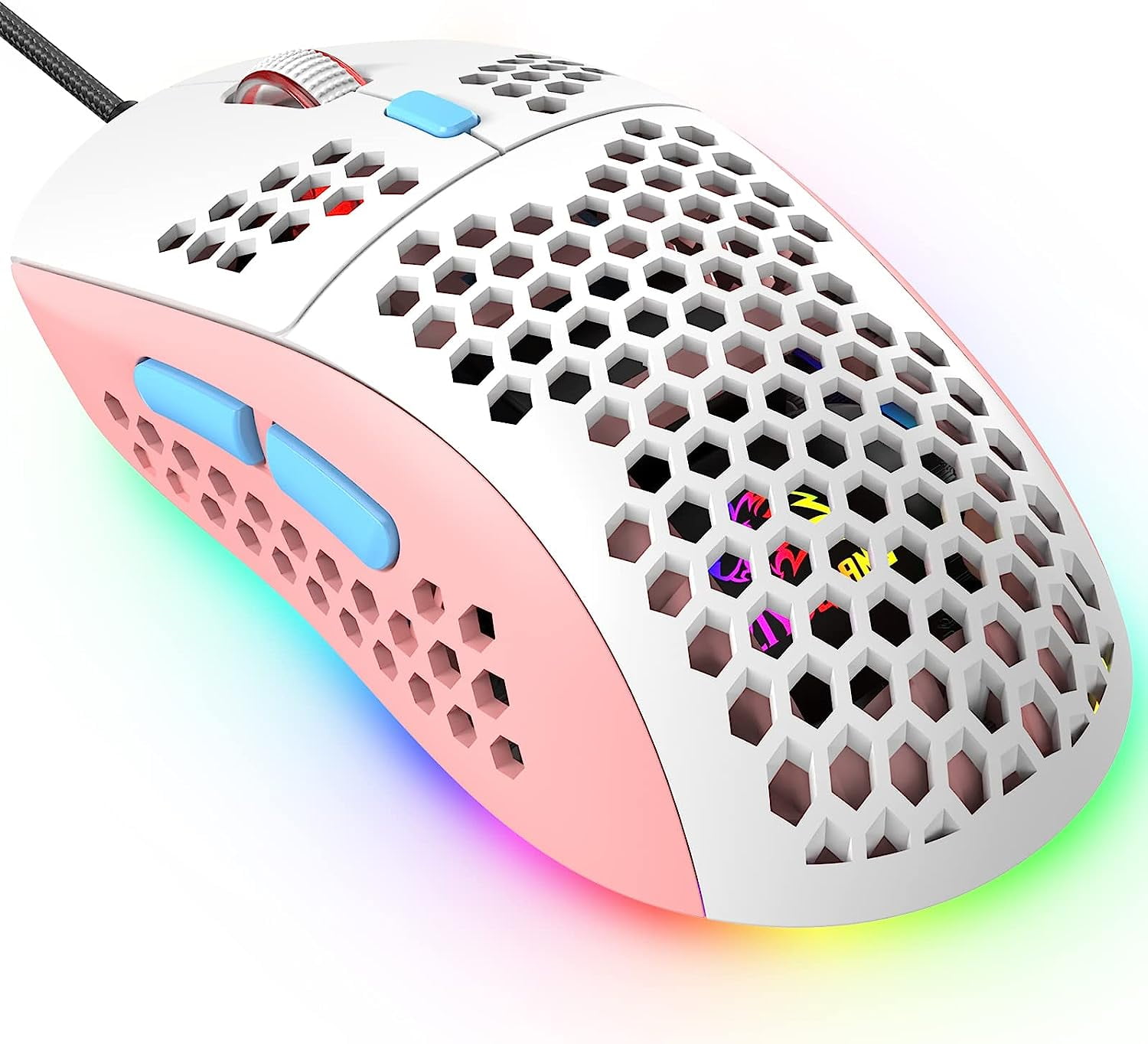 M8 Ultralight Wired Gaming Mouse, Lightweight Honeycomb Shell, 6 RGB ...