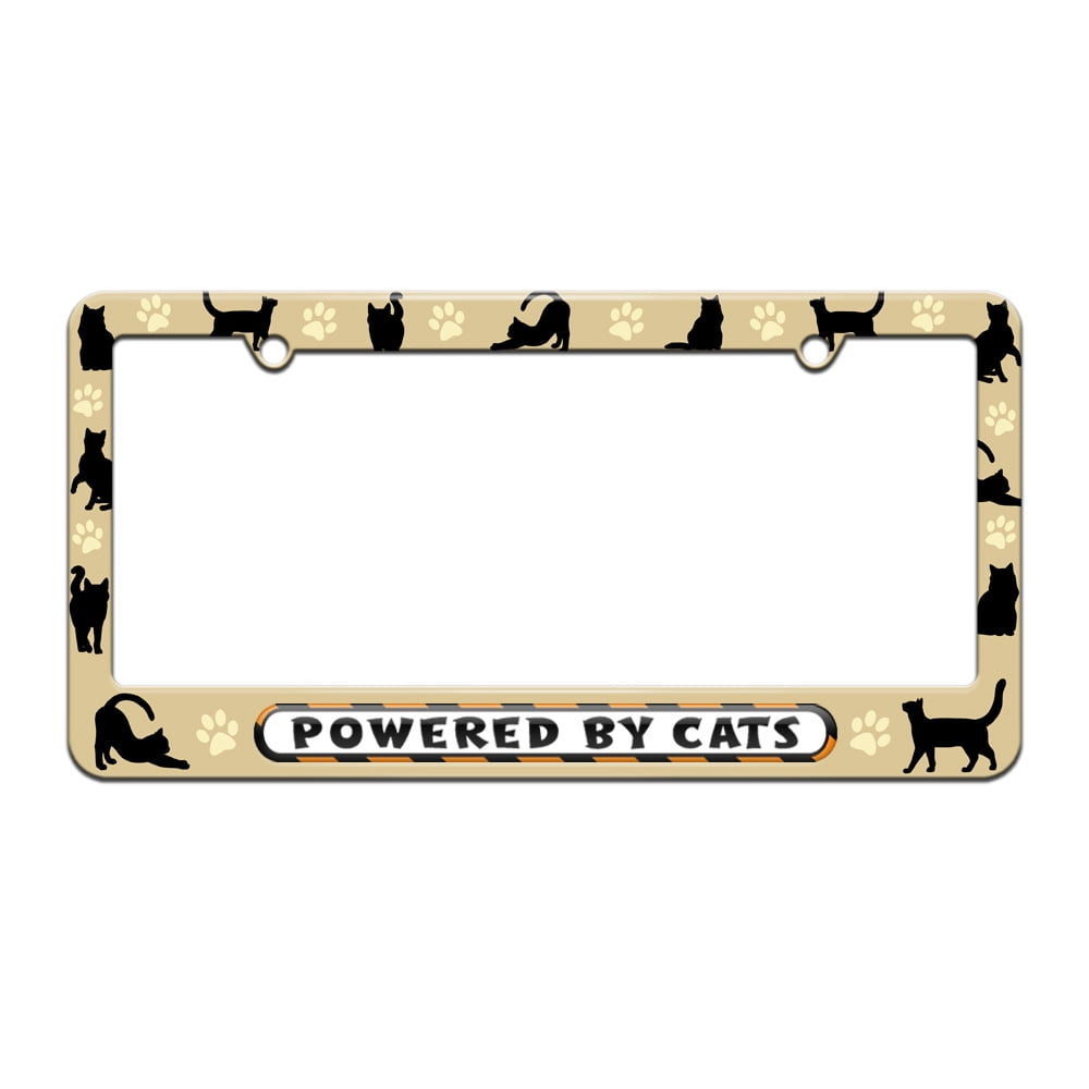 Powered By Cats - License Plate Tag Frame - Cat Silhouettes Design ...