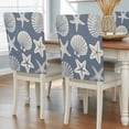 Blue Coastal Chair Back Covers Set of 4 Starfish Shell Ocean Nautical ...