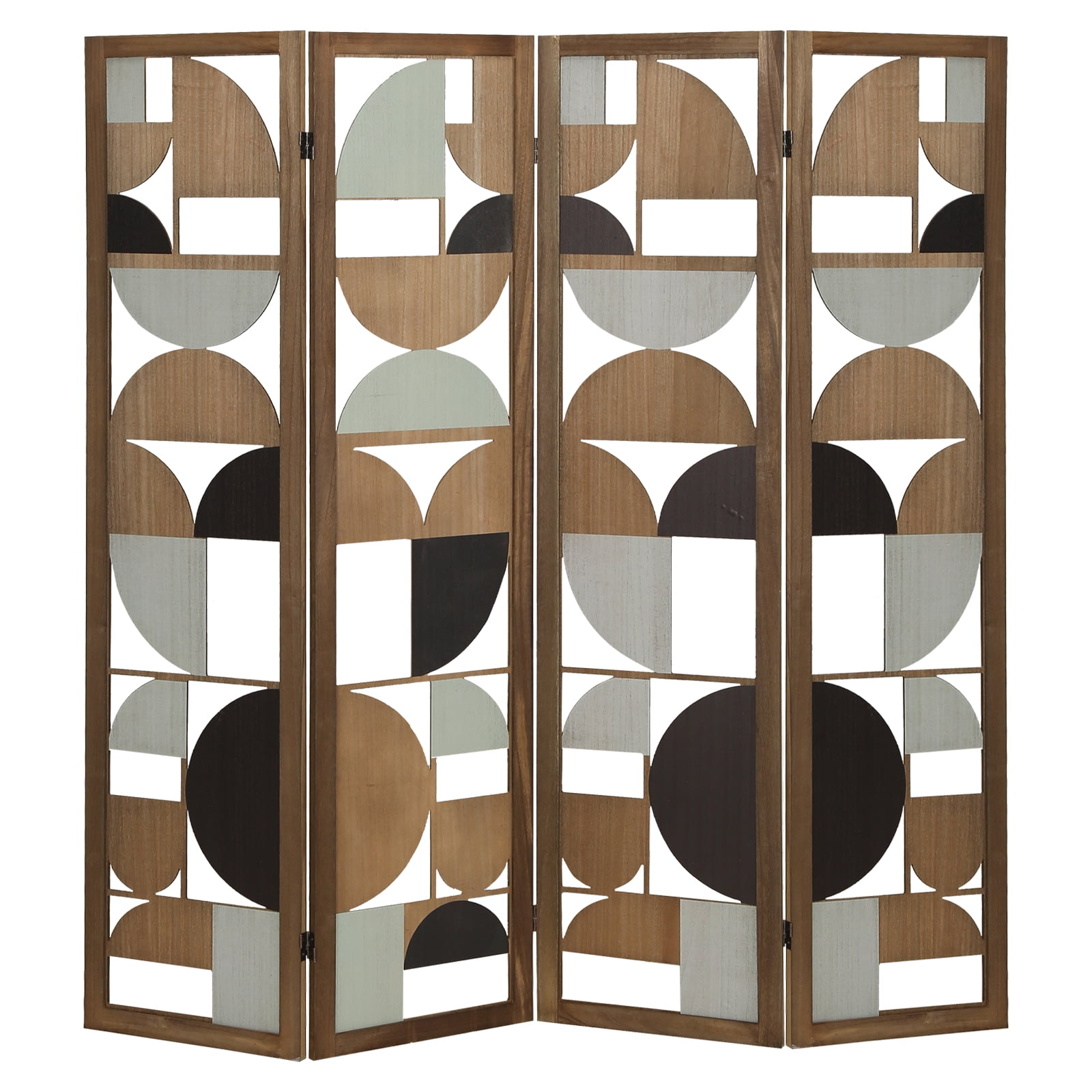 Ecomex 4 Panel Folding Room Divider Screen, Half-Circle Splicing Design ...