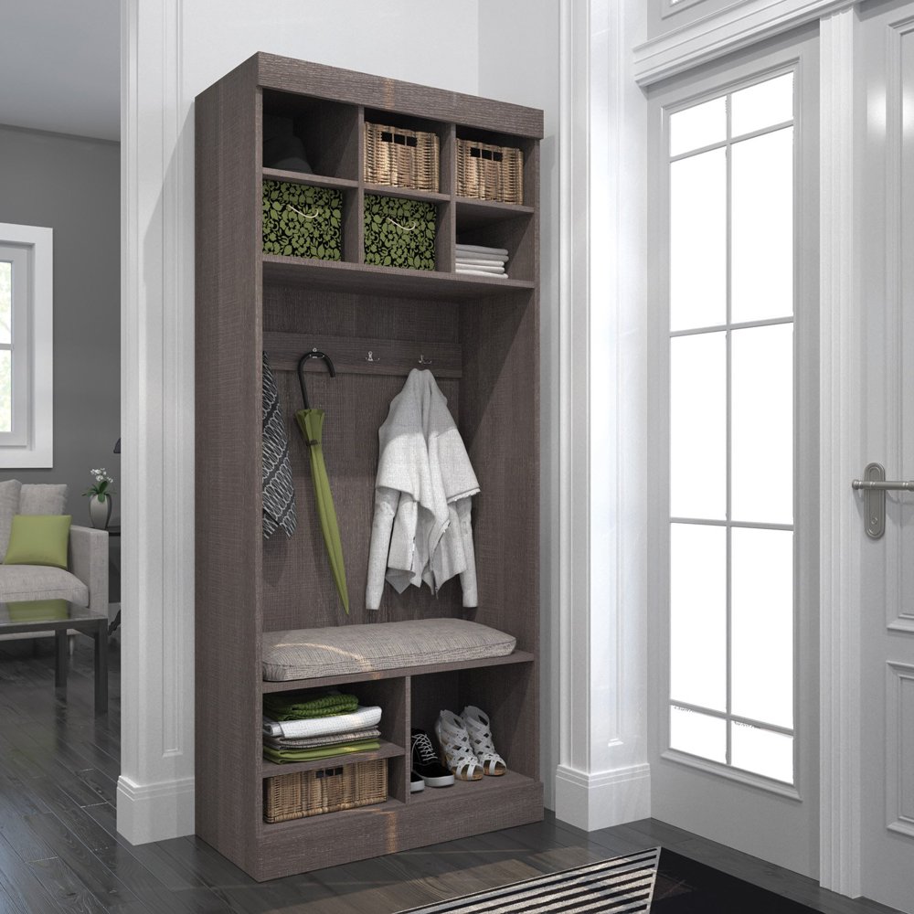 Pur by Bestar 36" Storage unit with bench in Bark Gray - Walmart.com ...