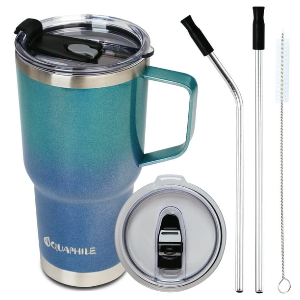 AQUAPHILE 30oz Tumbler with Handle, Double Walled Insulated Coffee Cup ...