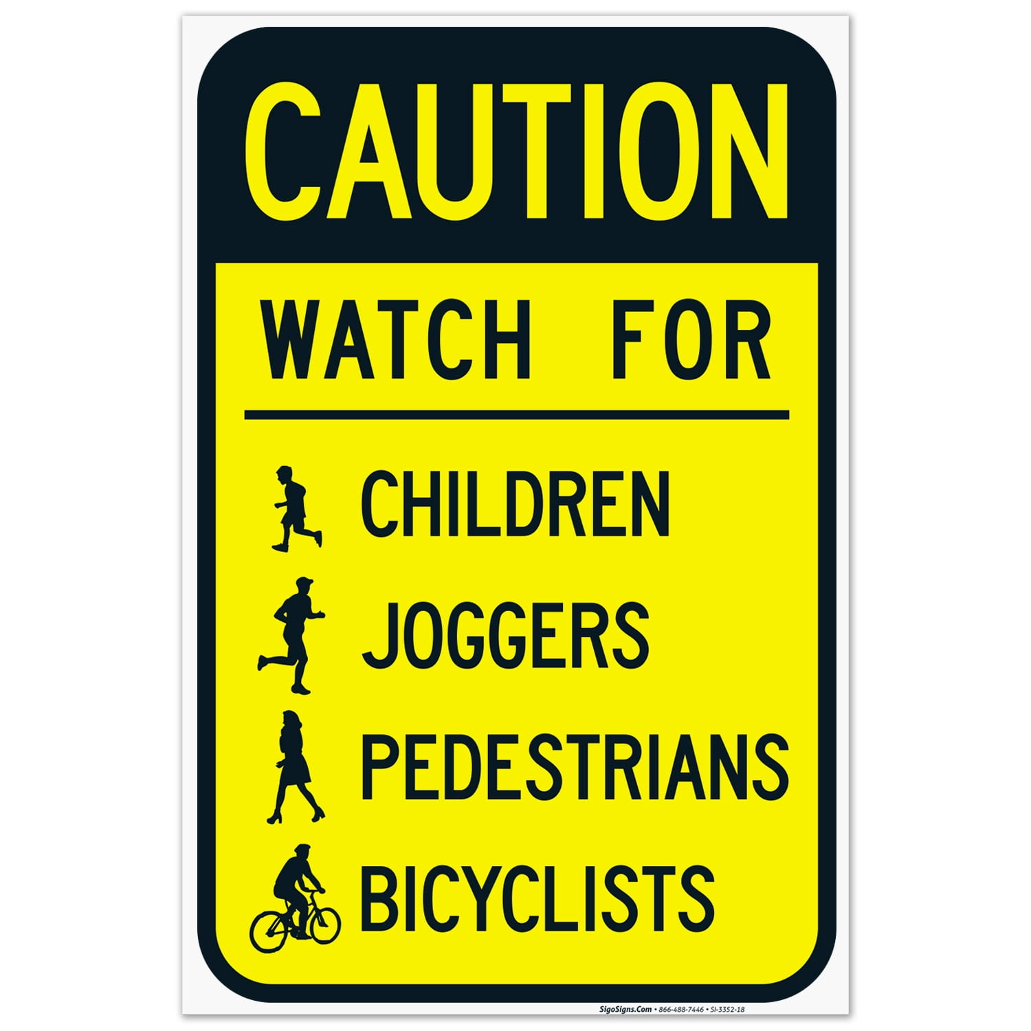 Caution Watch For Children Joggers Pedestrians Bicyclists Sign, Traffic ...
