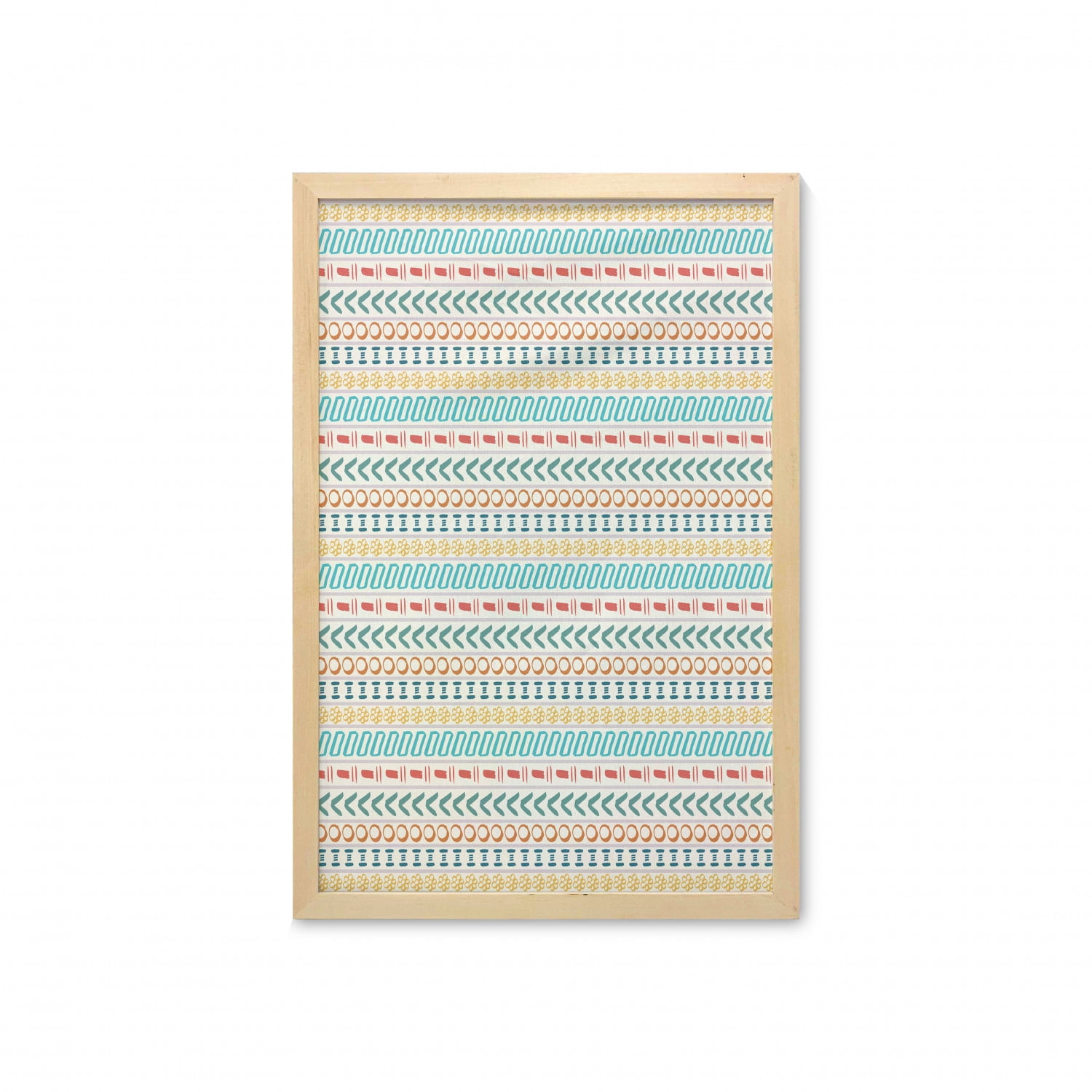 Striped Wall Art with Frame, Cultural Striped Boho Motif Traditional ...