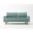 Pemberly Row 70" Rounded Arm Upholstered Velvet Sofa in Cyan Green ...
