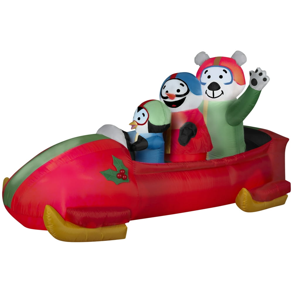 Airblown Inflatables Animated Penguin with Snowman on Bobsled - Walmart ...