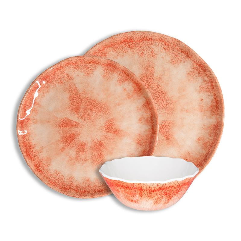 222 Fifth Fountain Coral 12-Piece Melamine Dinnerware Set - Walmart.com
