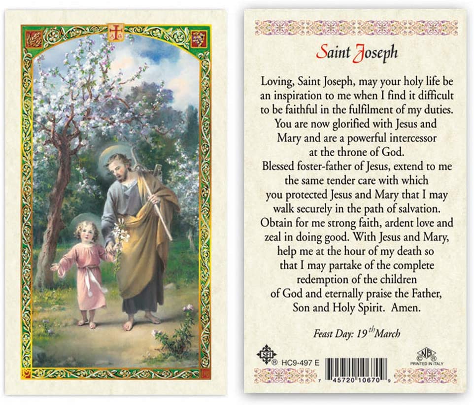 Prayer to Saint St. Joseph Laminated Prayer Cards - Pack of 25 ...