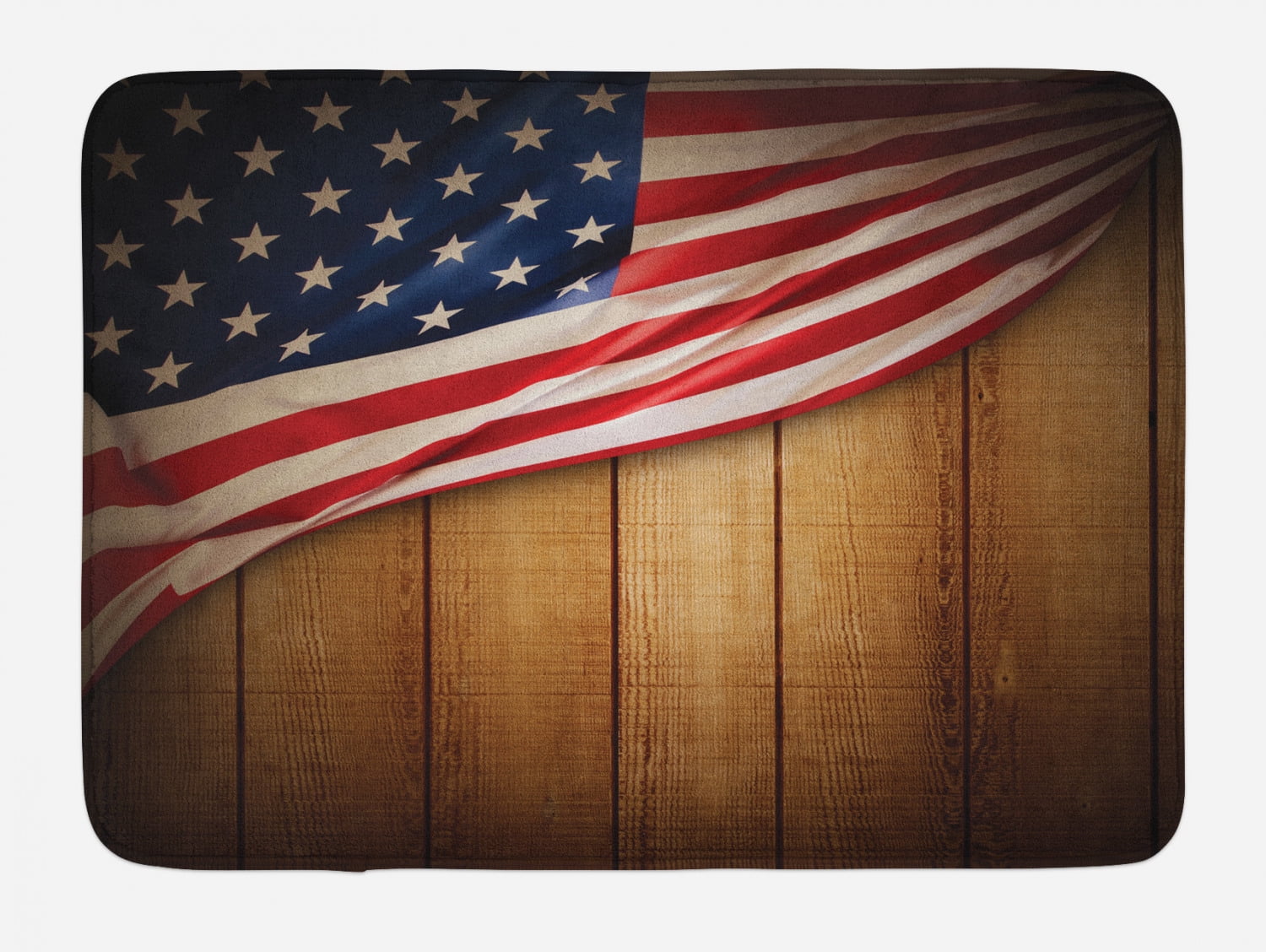 American Flag Bath Mat, Usa Design on a Vertical Lined Retro Wooden ...