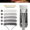 BBQ Grill Brush with Scraper Stainless Steel Triple Wire Bristle ...