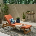 Noble House Maki Outdoor Acacia Wood Chaise Lounge in Teak and Orange - Walmart.com