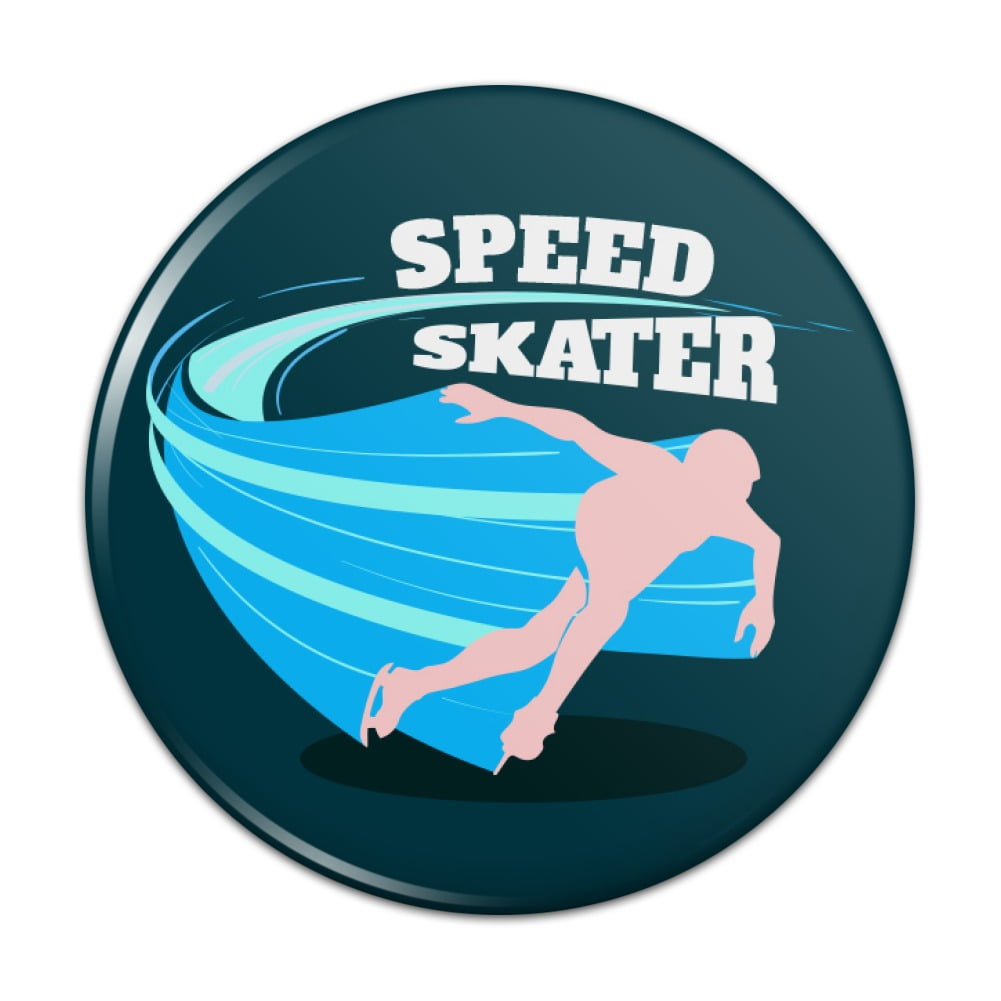 Speed Skater Ice Skating Fast Pinback Button Pin - Walmart.com