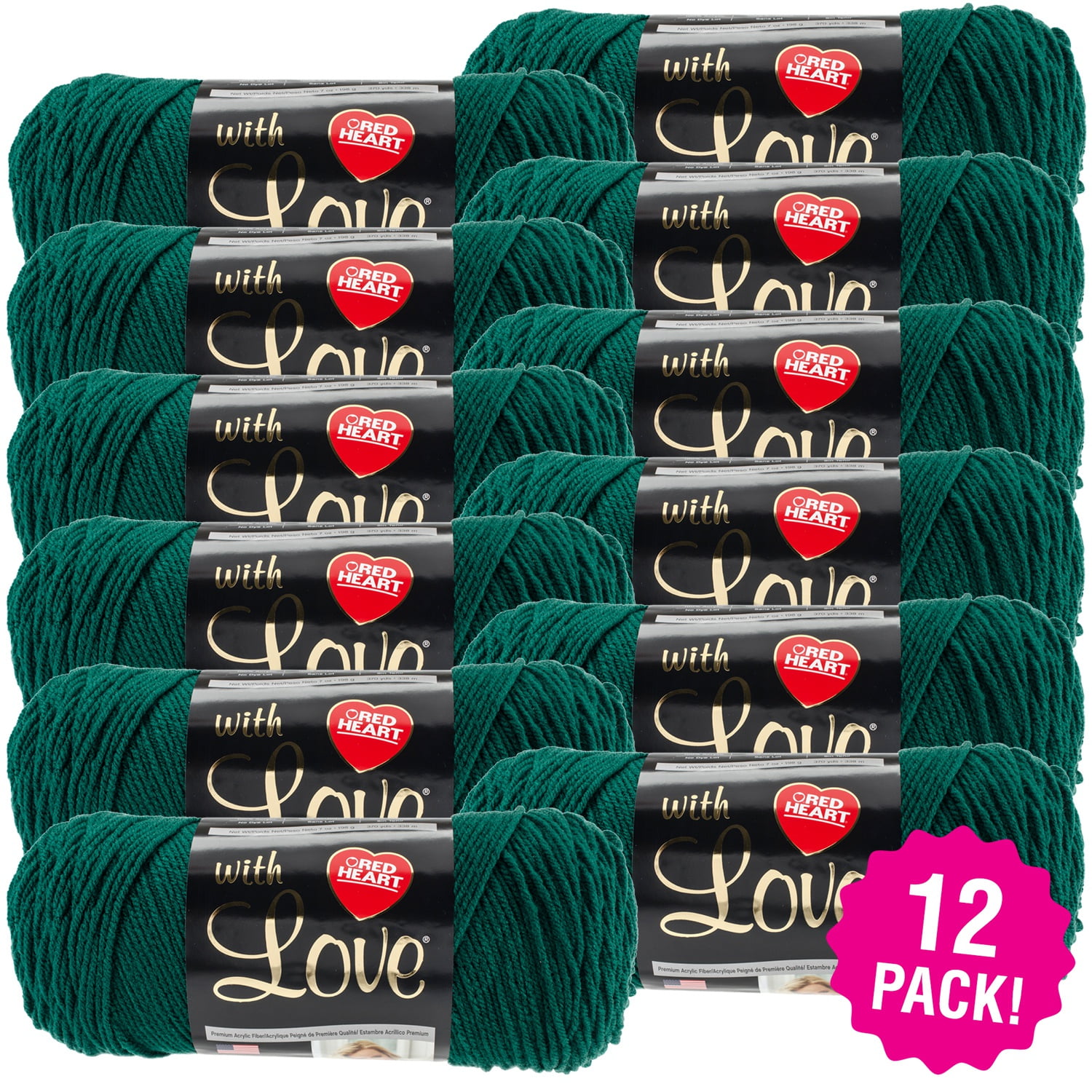 Red Heart With Love Yarn - Evergreen, Multipack of 12 - Walmart.com