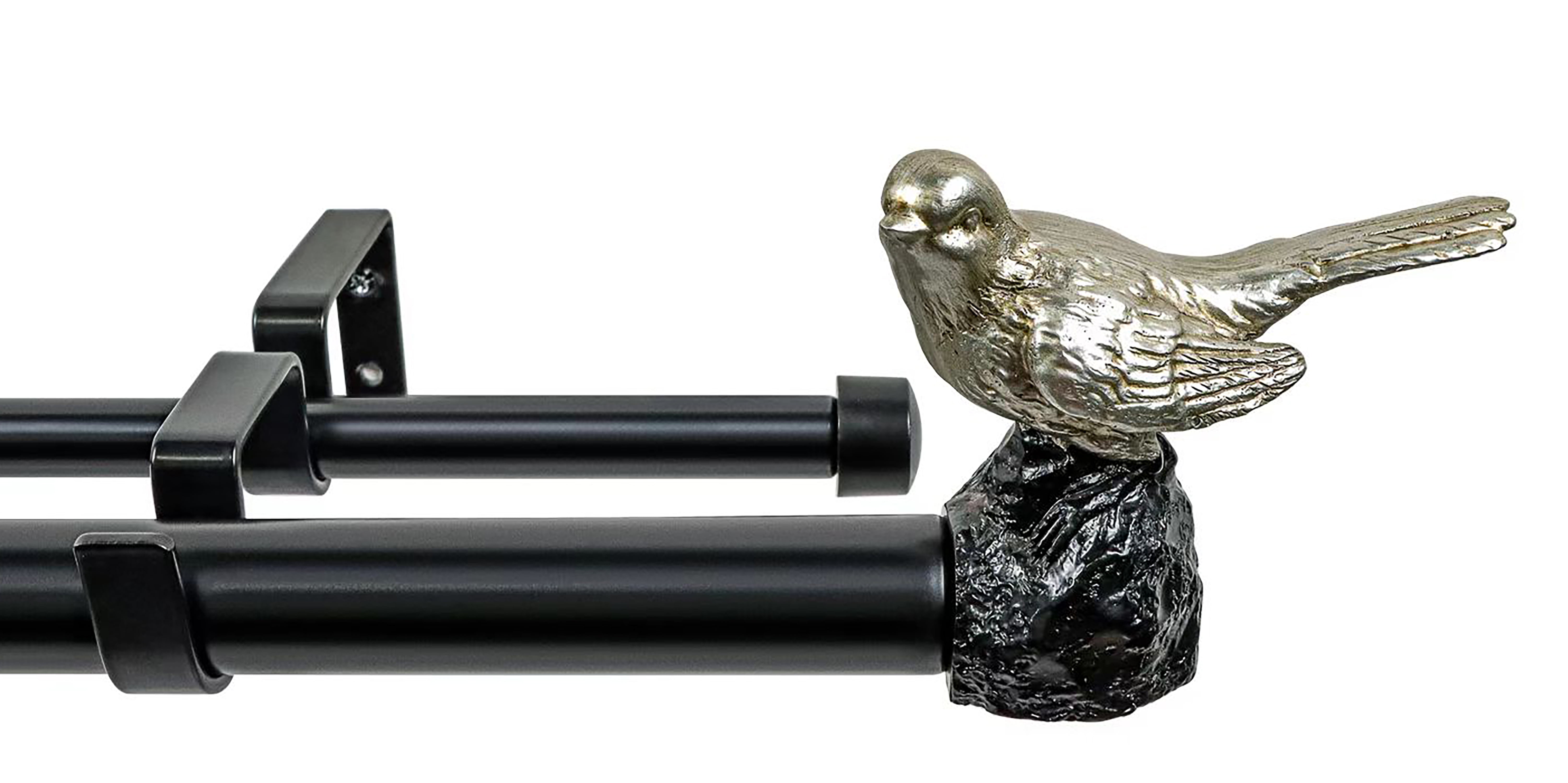 MERIVILLE 1-Inch Diameter Telescoping Double Window Curtain Rod, Pewter ...