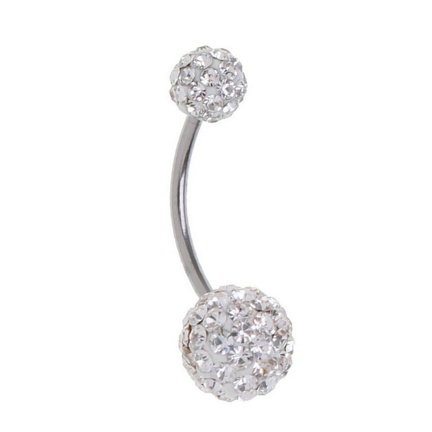 Body Piercing Jewelry Crystal Ball Button Belly Navel Barball Navel Bar ...