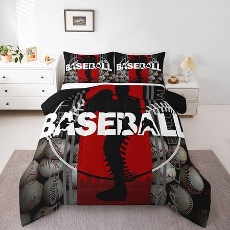 Baseball Comforter Set Toddler Size Sports Themed Bedding Set for Boys ...