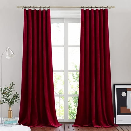 Merek Red Velvet Curtains and Drapes for Bedroom, Home Decor Panels for ...