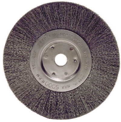 Narrow Face Crimped Wire Wheel, 6 in D x 3/4 W, .006 Stainless Steel ...