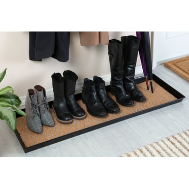 Black Metal Boot Tray with Rectangle Embossed Coir Insert - Walmart.com