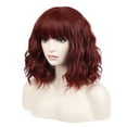 RightOn Natural Looking Short Curly Wavy Red Wig with Bangs for Women ...
