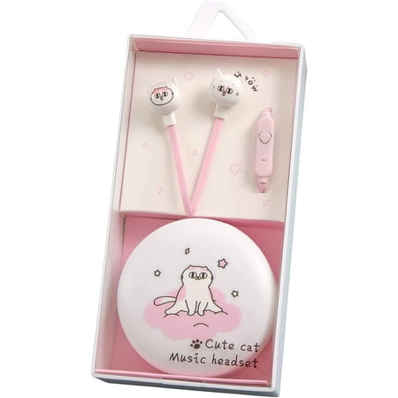Kids Earbuds for Girls - Cute Pink Cat Headphones for School with ...