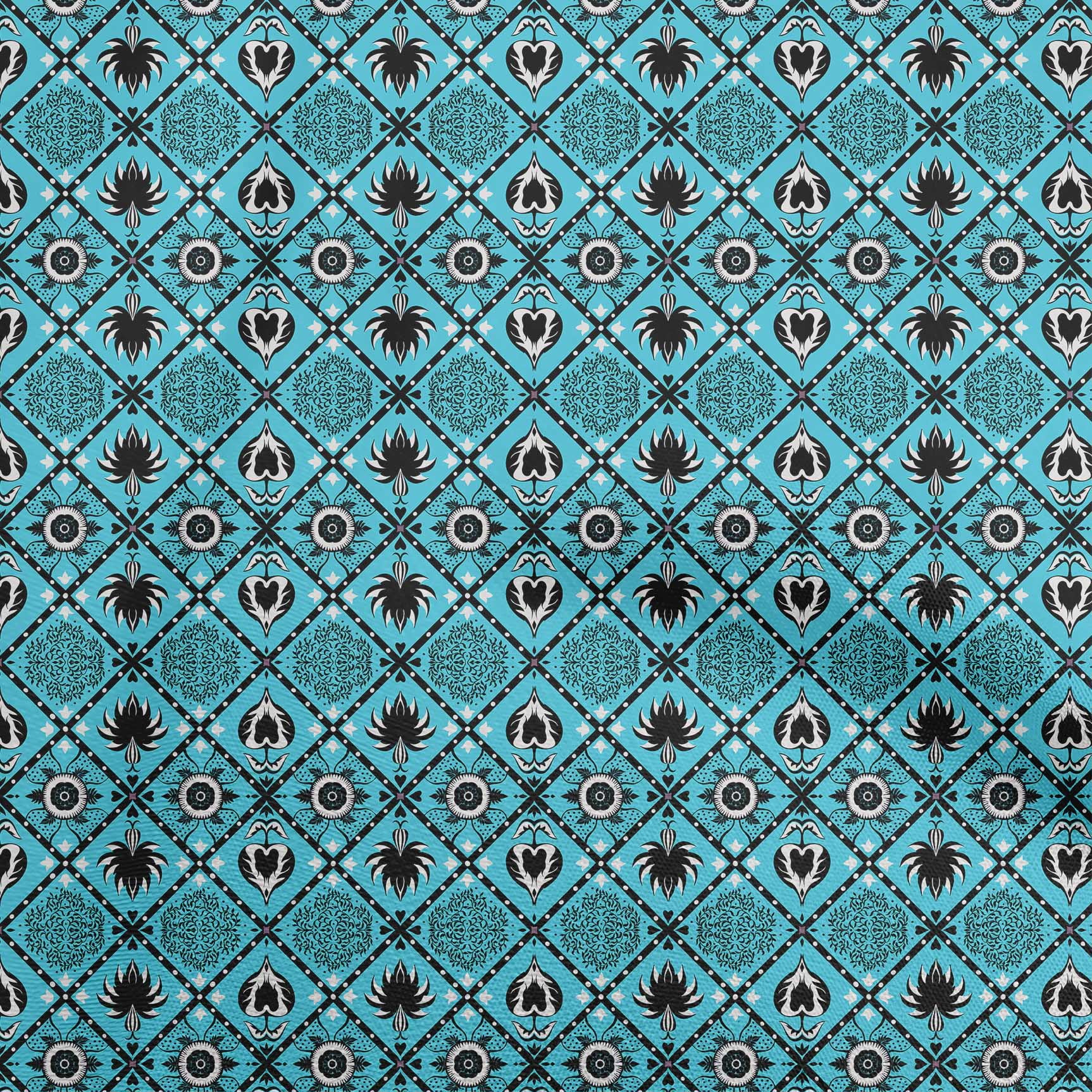 oneOone Cotton Poplin Turquoise Blue Fabric Block Fabric For Sewing ...
