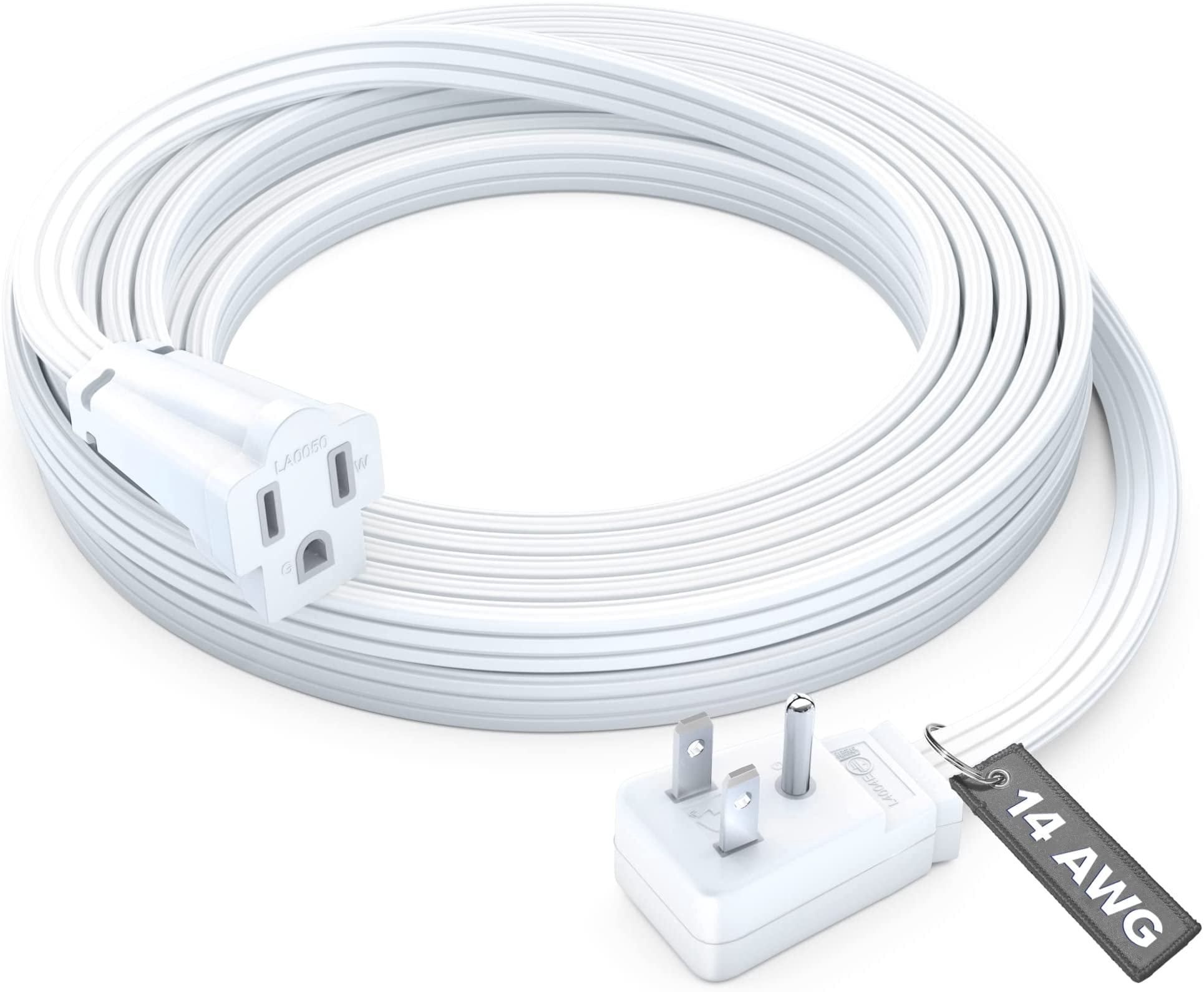Maximm 10 ft Safety Extension Cord with a Flat Wall Plug Design - White ...