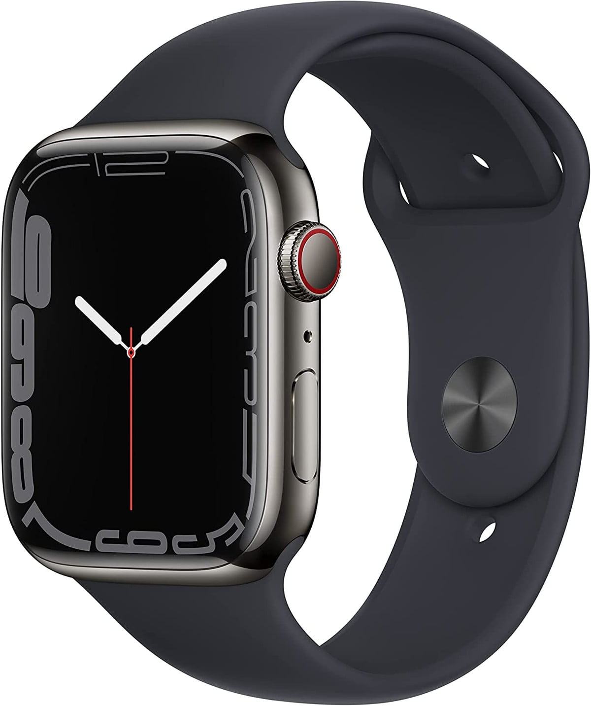 Restored Apple Watch Series 7 41mm GPS + Cellular Graphite Stainless Steel Case - Midnight Sport ...
