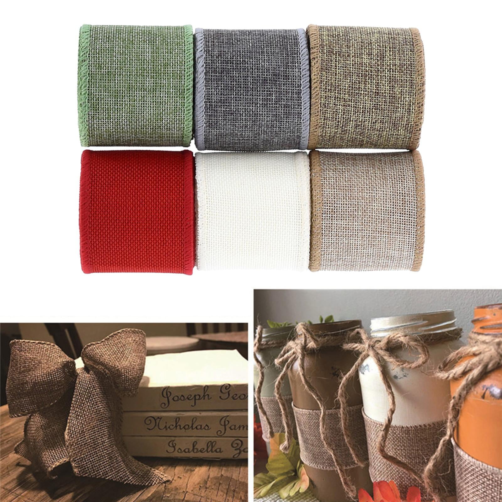Burlap Ribbon Rolls- 5.5 Yards Natural Burlap Weave Ribbon in 6 Colors ...