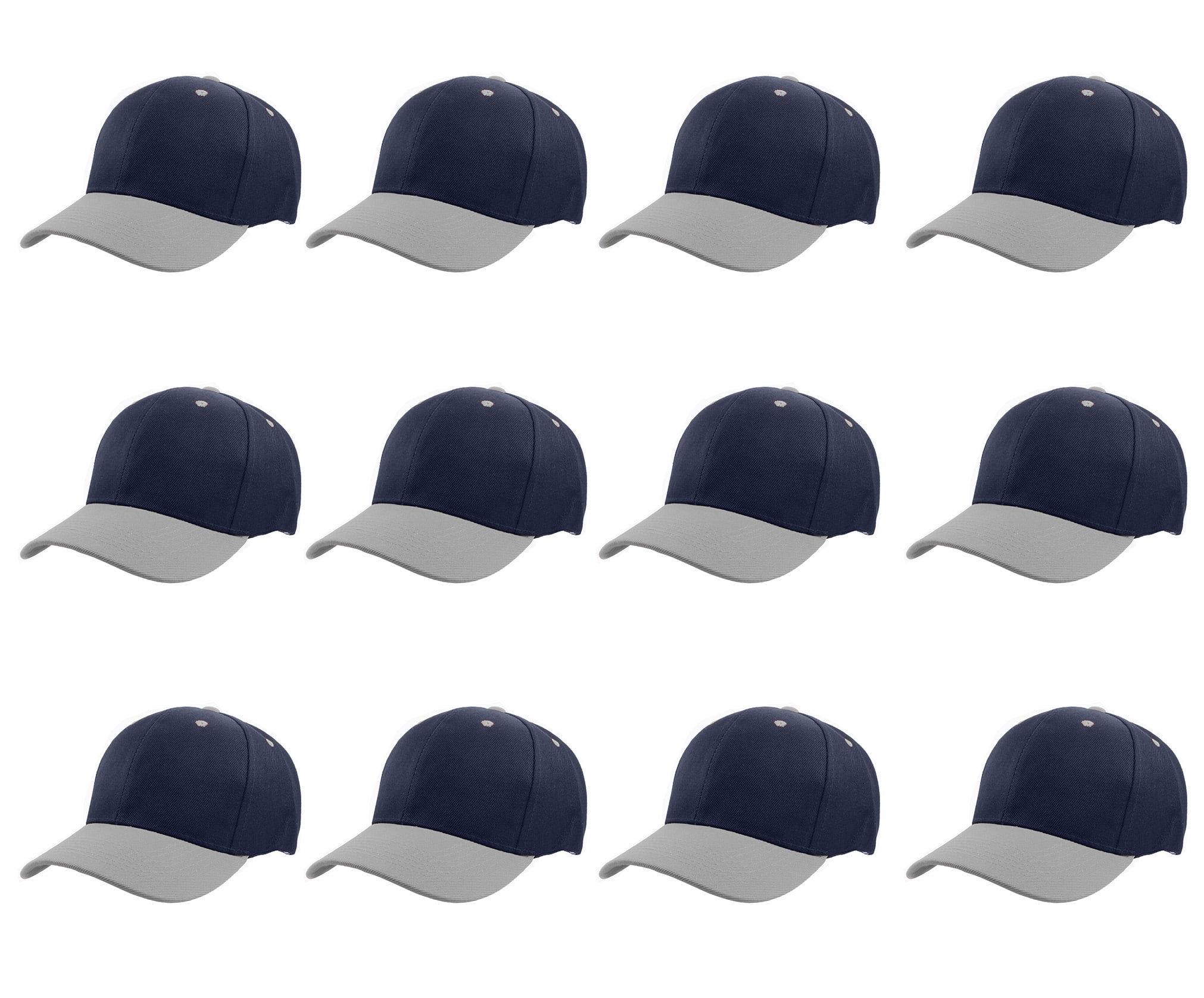 Gelante Adult Plain Baseball Hat Cap Adjustable Back Strap 12 Pack-Navy ...