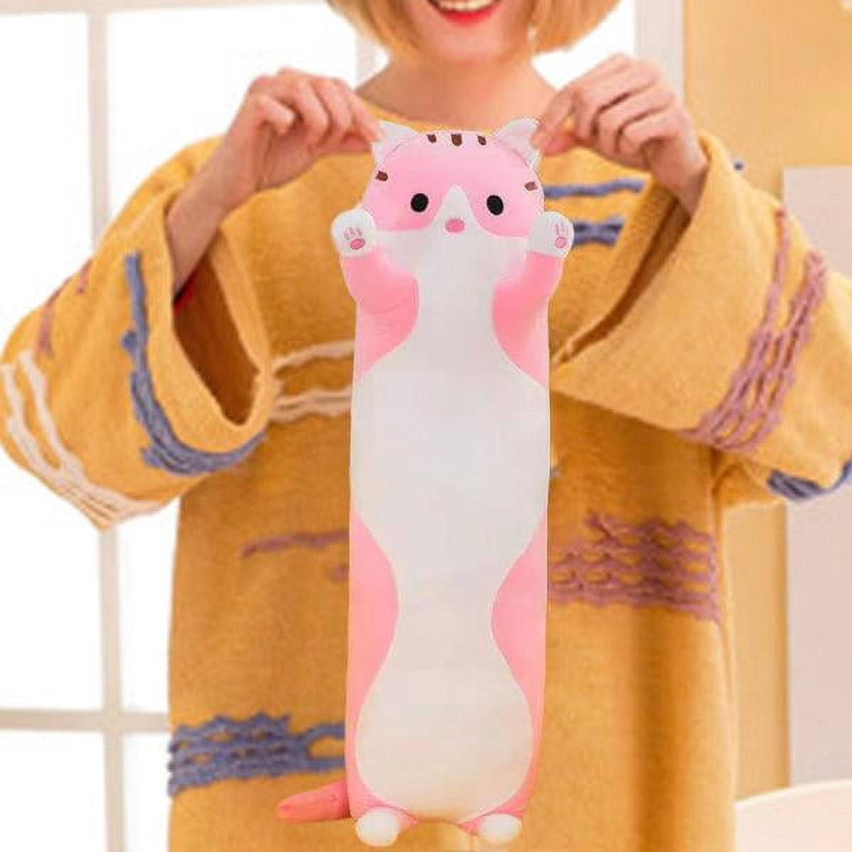 Cartoon Cat Soft Plush Long Throw Pillow Animal Pillow Plush Toy pink ...