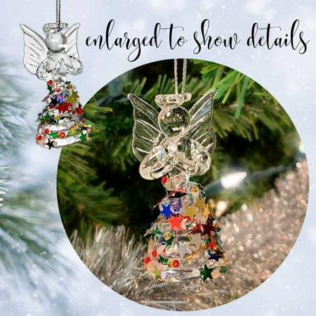 BANBERRY DESIGNS Angel Ornaments - Set of 3 Spun Glass Angels with ...
