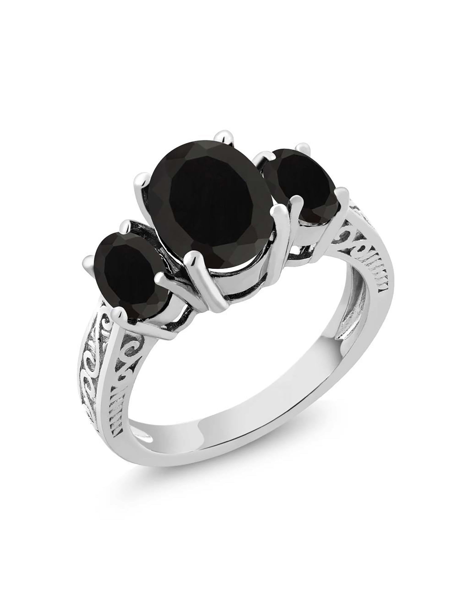 Sale > ladies silver ring with black stone > in stock