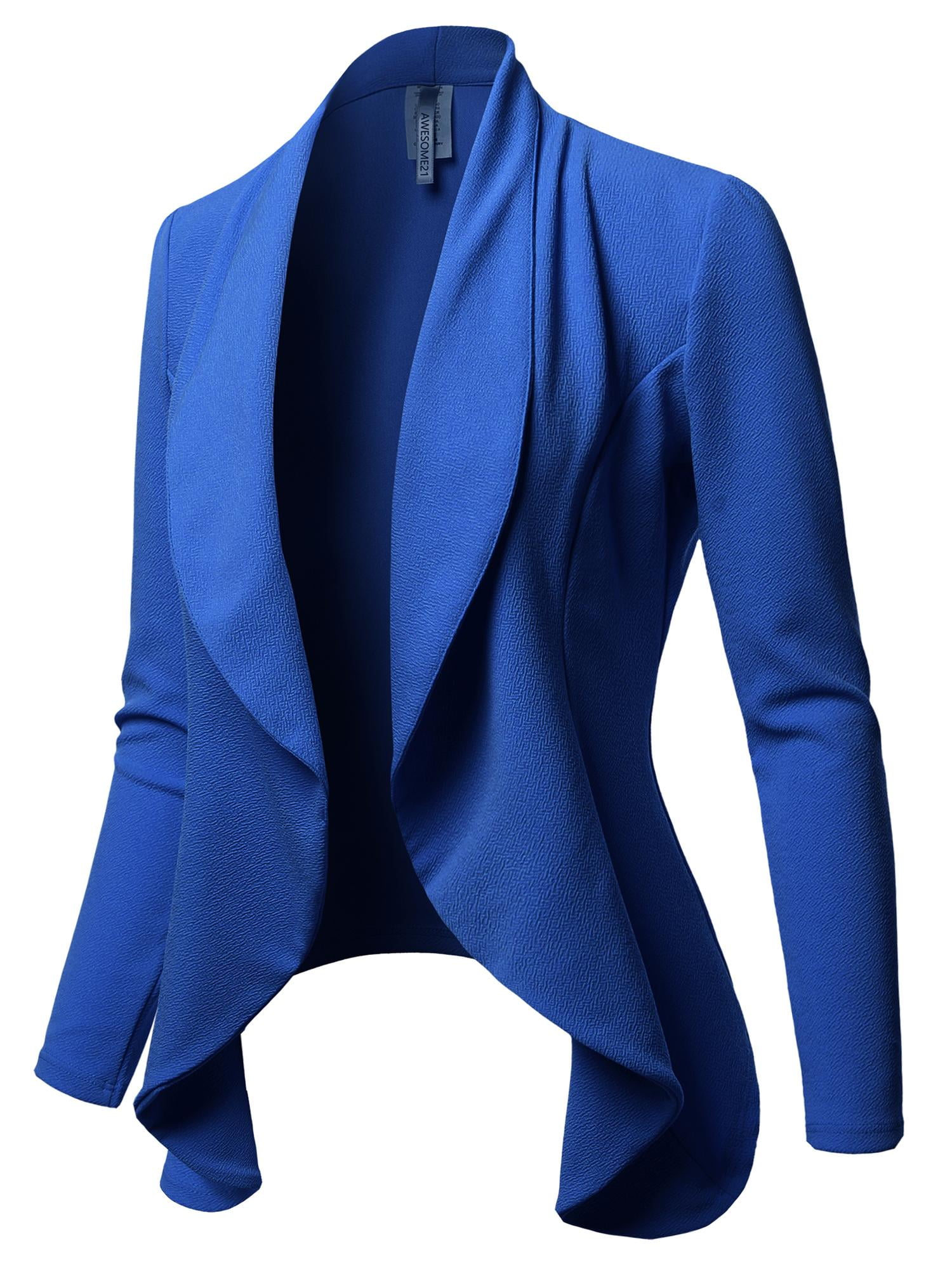 FashionOutfit Women's Solid Formal Office Style Open Front Long Sleeves ...