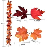 Coolmade 2 Pack Maple Leaves Fall Garland - 6ft/Strand Artificial Fall ...